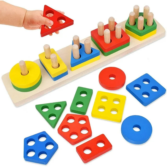 Silensys Montessori Toys Wooden Sorting Stacking Toys Shape Sorter for ...